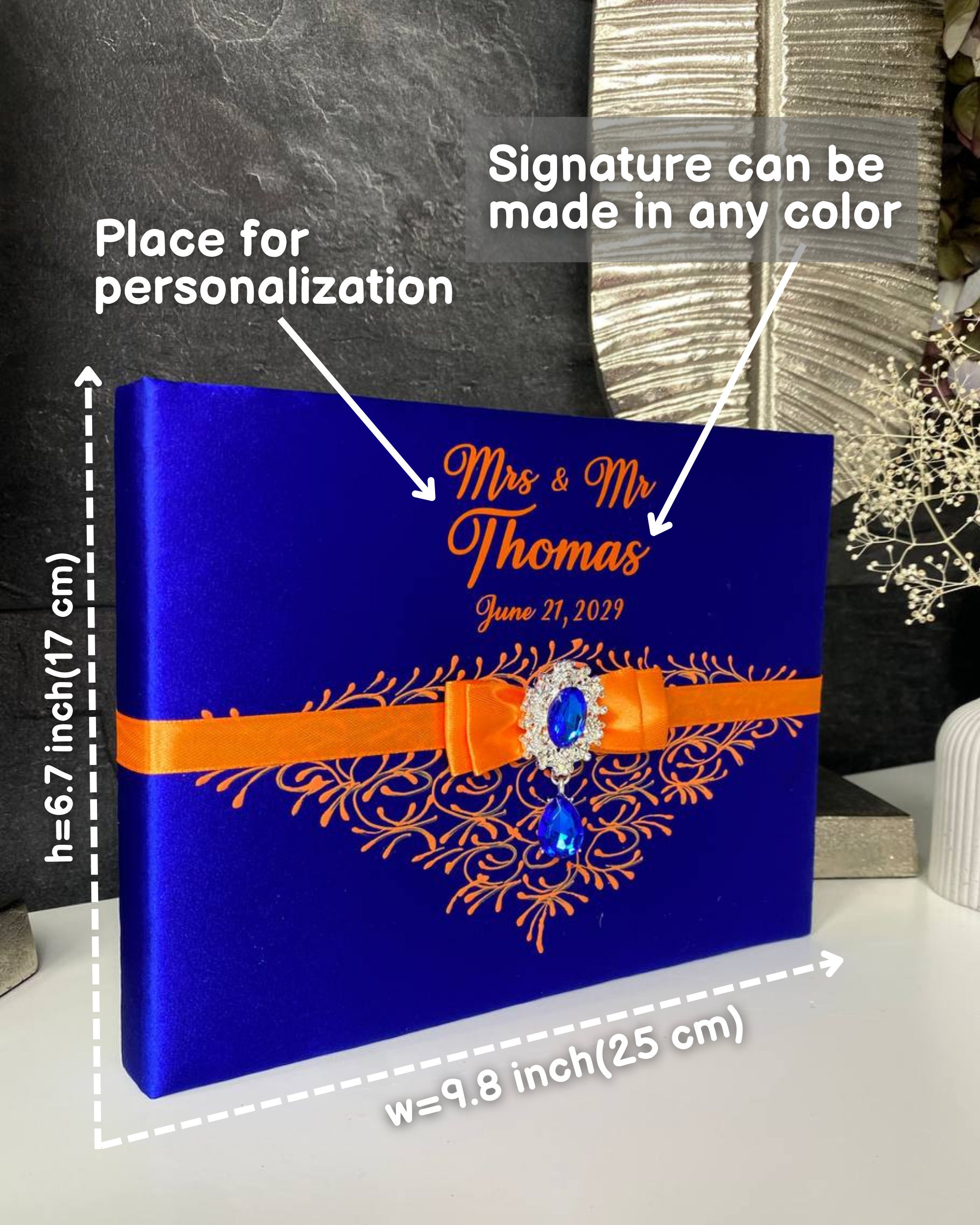 Wedding Plate Royal Blue and Orange Wedding, Personalized Plate, Cake ...