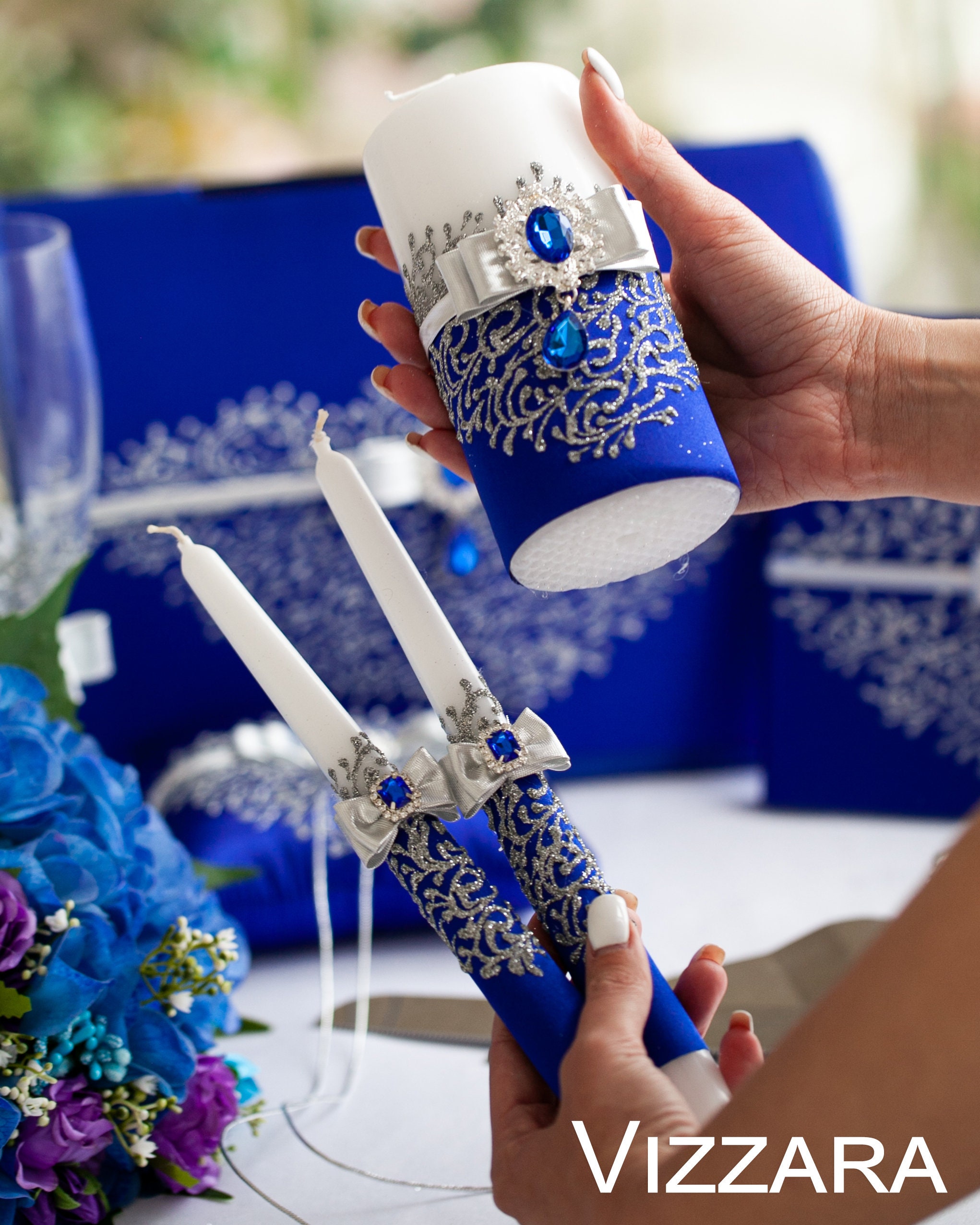 Cake servers Royal blue weddings Cake servers sets | Etsy