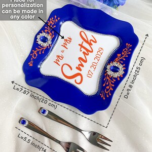 Wedding Plate Royal Blue and Orange Wedding, Personalized Plate, Cake ...