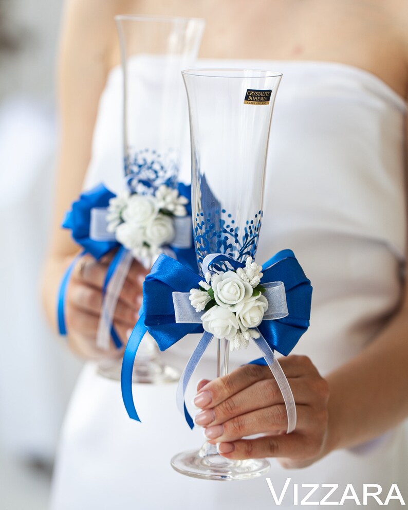 Unity Candles Set of 3 White and Royal Blue Weddings - Etsy