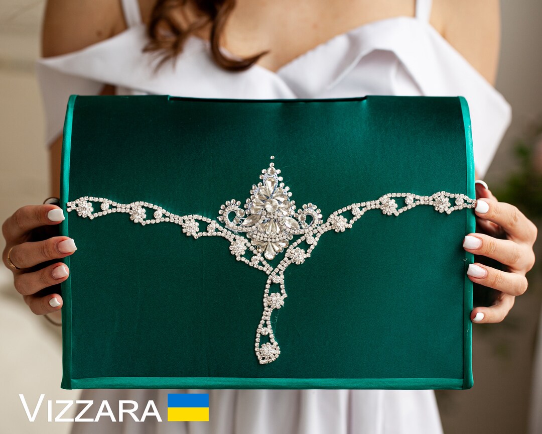 Wedding Card Box Emerald Green Wedding Personalized Wedding Gift Boxes ...