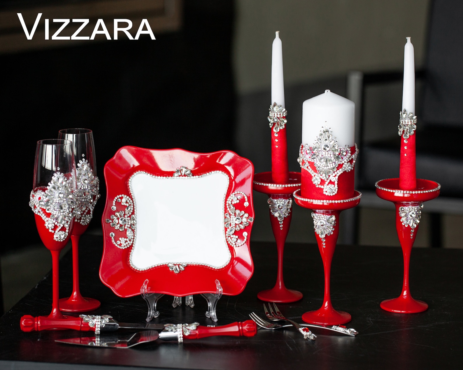 Cake Servers Red Weddings Cake Servers Sets Personalized Red - Etsy