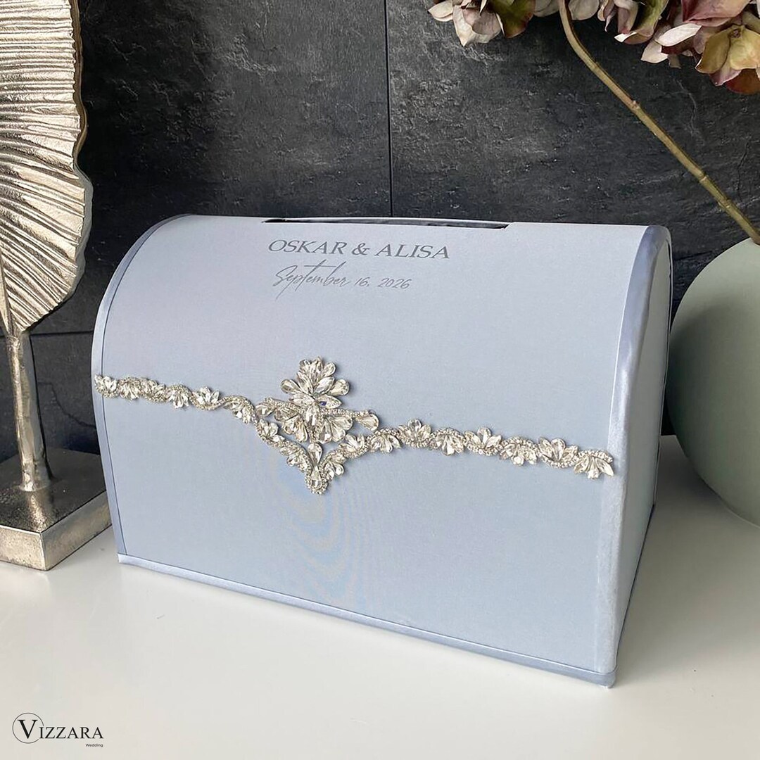 Wedding Box Dusty Blue Wedding, Personalized Card Box, Card Box for ...