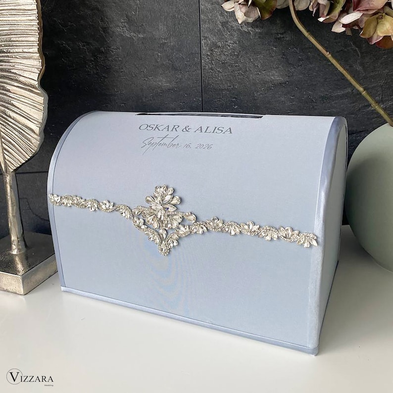 Wedding Box Dusty Blue Wedding, Personalized Card Box, Card Box for ...