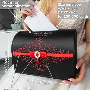 Card Box Wedding Black and Red Wedding, Personalized Box, Card Box ...
