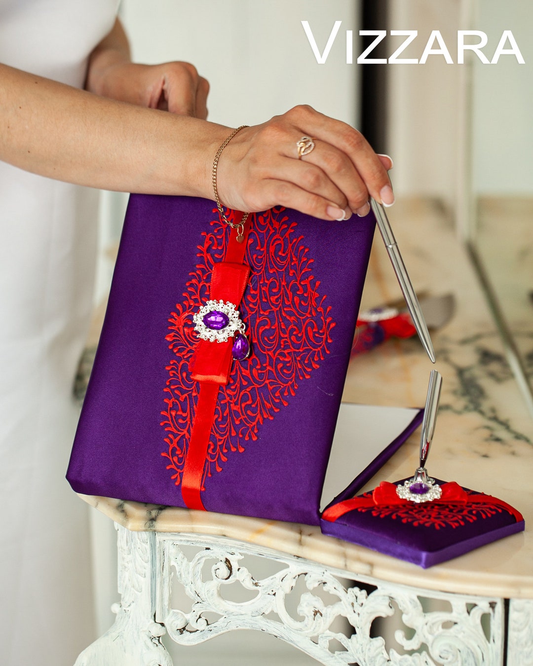 Wedding Guests Book Purple and Red Weddings Personalized Guest Books ...