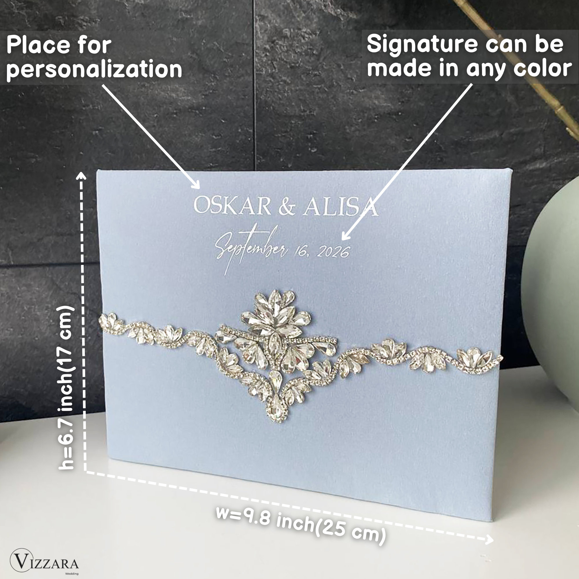 Guest Book and Pen Dusty Blue Wedding, Personalized Book, Wedding Book ...