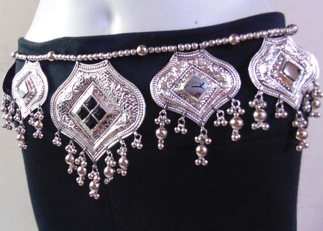 Tribal Fusion Bellydance Belt , Hip Scarf Waist Jewelry Kuchi Belt ...