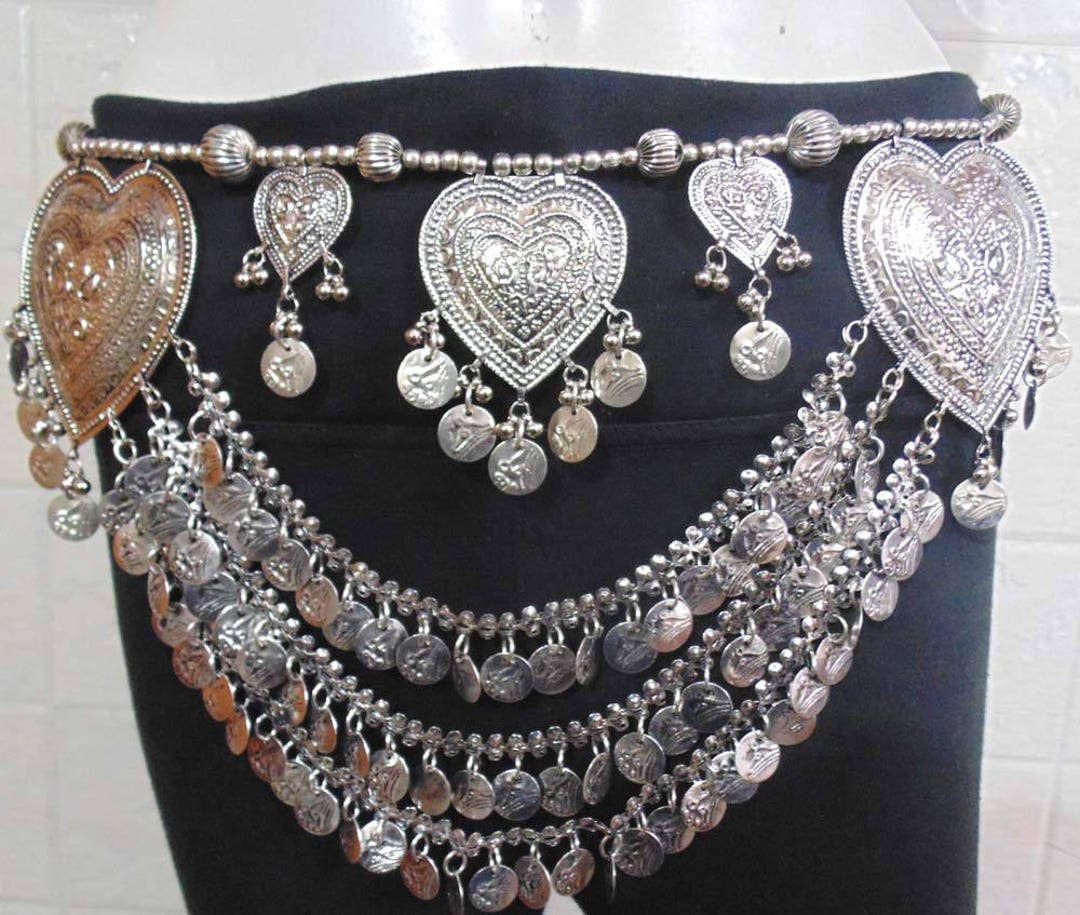 Tribal Fusion Bellydance Belt , Hip Scarf Waist Jewelry Kuchi Belt ...