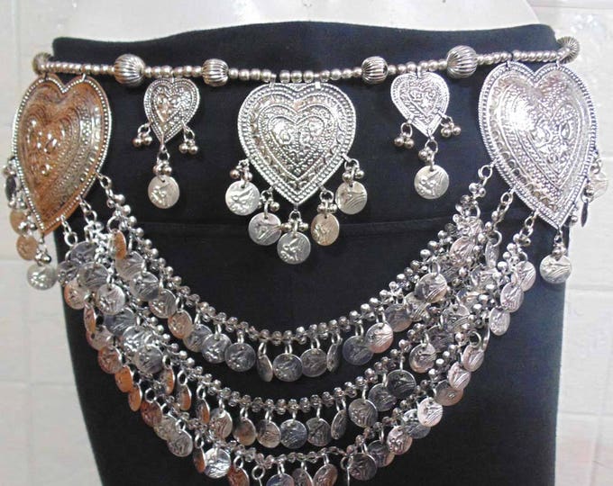 Tribal Fusion Bellydance Belt , Hip Scarf Waist Jewelry Kuchi Belt ...