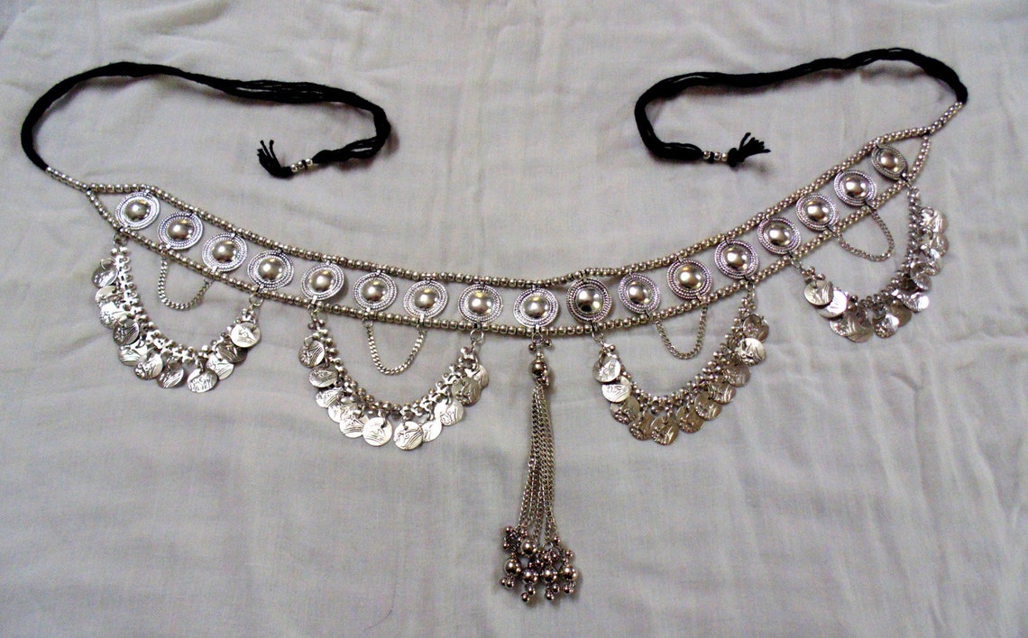 Tribal Fusion Bellydance Belt , Hip Scarf Waist Jewelry Kuchi Belt ...