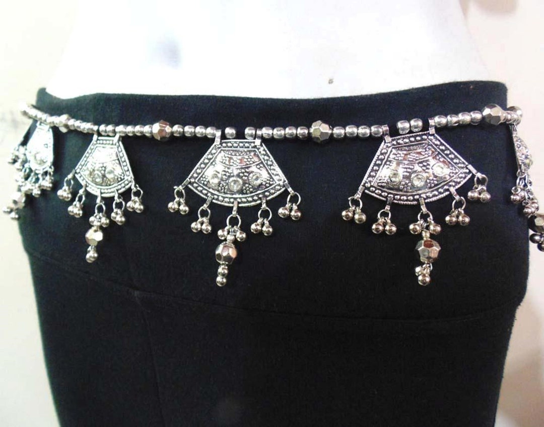 Tribal Fusion Bellydance Belt , Hip Scarf Waist Jewelry Kuchi Belt ...