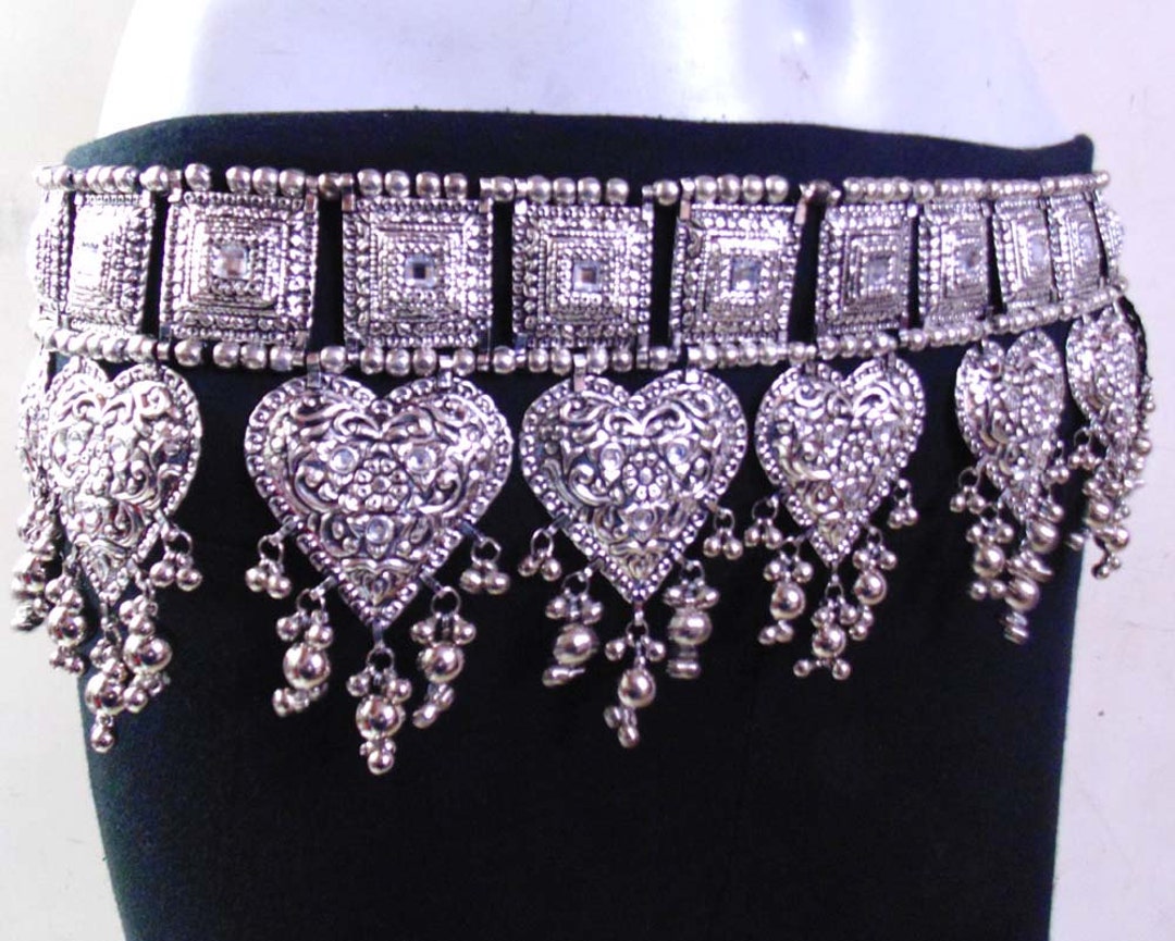 Tribal Fusion Bellydance Belt , Hip Scarf Waist Jewelry Kuchi Belt ...