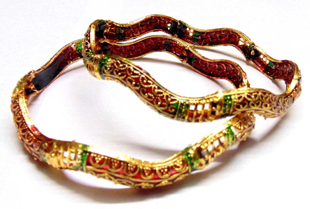 Gold Tone Bangle Braceletkuchi Bangle Braceletethnic Banjara - Etsy