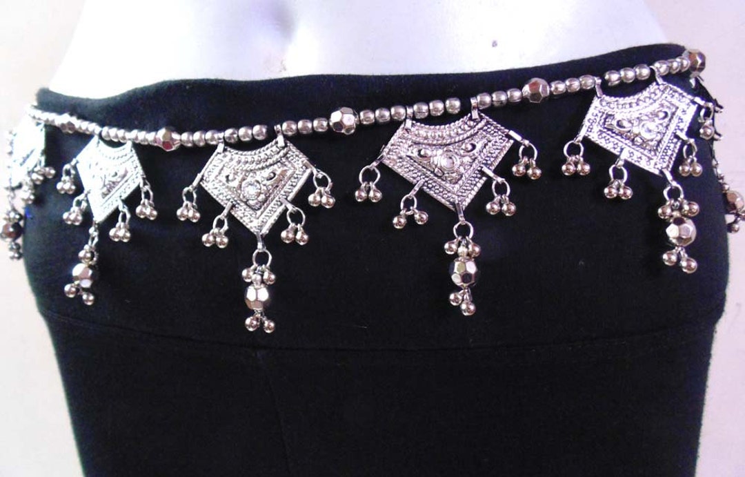 Tribal Fusion Bellydance Belt , Hip Scarf Waist Jewelry Kuchi Belt ...
