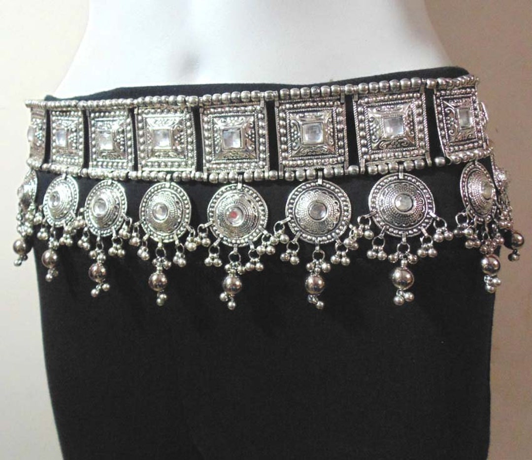 Tribal Fusion Bellydance Belt , Hip Scarf Waist Jewelry Kuchi Belt ...