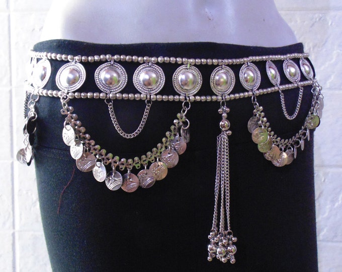 Tribal Fusion Bellydance Belt , Hip Scarf Waist Jewelry Kuchi Belt ...