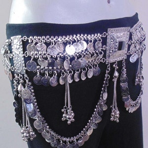 Tribal Fusion Bellydance Belt , Hip Scarf Waist Jewelry Kuchi Belt ...
