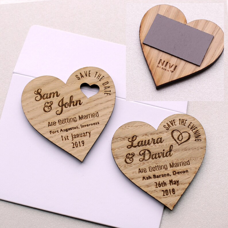 Save The Date Magnet Wood Save The Date Rustic Wooden Save Etsy