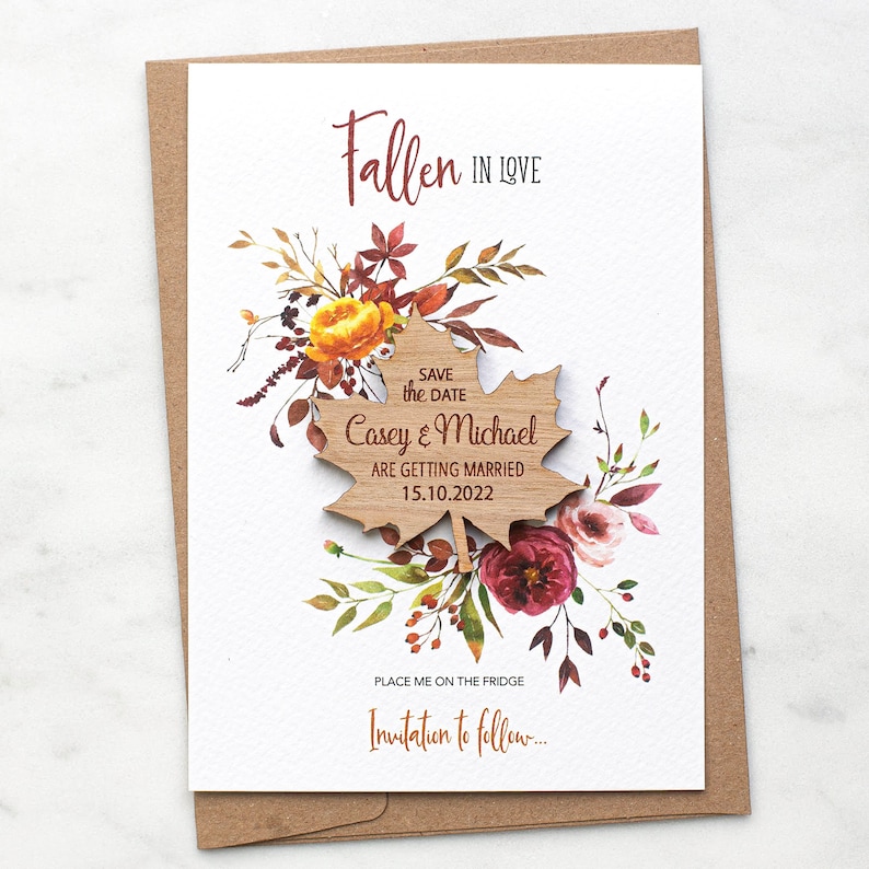 Fall Save the Date Magnet With Cards Wedding Maple Leaf - Etsy Canada