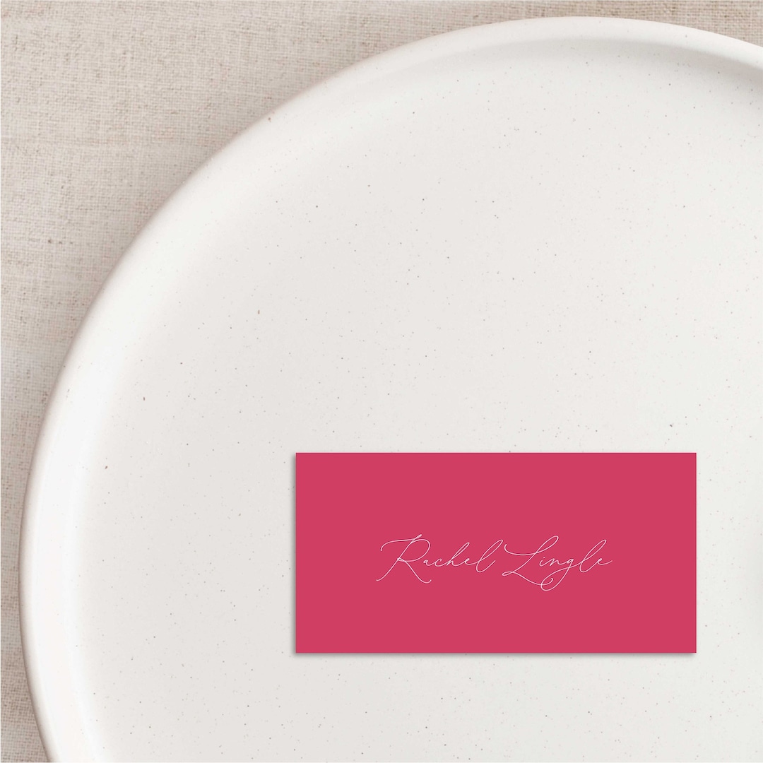 Pink Place Cards, Printed Place Cards, White Ink Wedding Name Cards ...