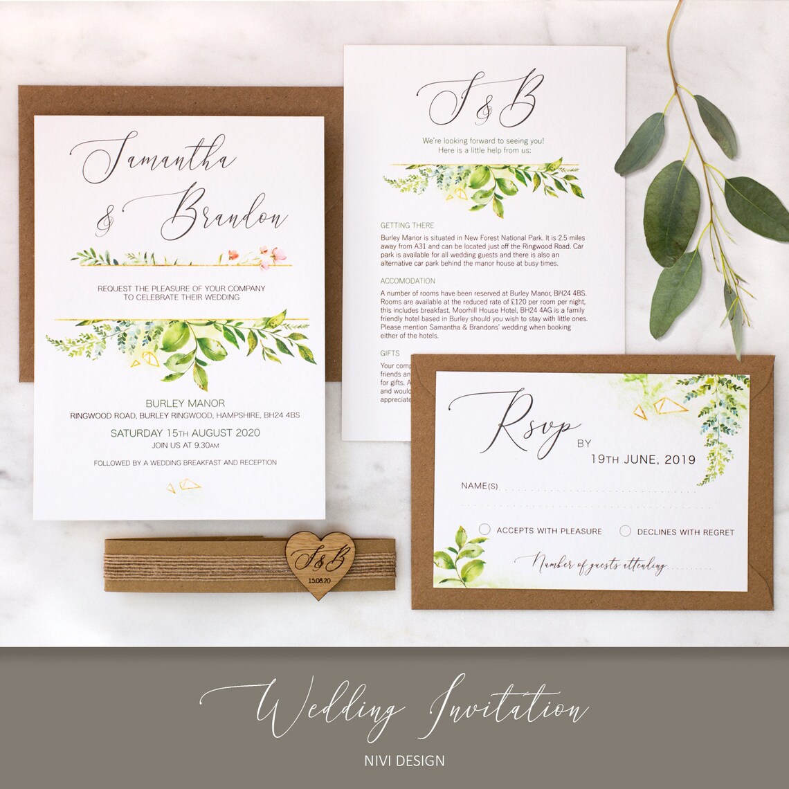 Rustic Wedding Invitation Romantic Wedding Invite Garden - Etsy