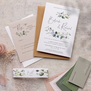 Evergreen Wedding Invitation Sample Pack, Botanical Wedding Invite, Rustic Foliage Wedding ...