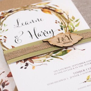 Fall Wreath Wedding Invitation Sample Pack, Romantic Fall Wedding ...