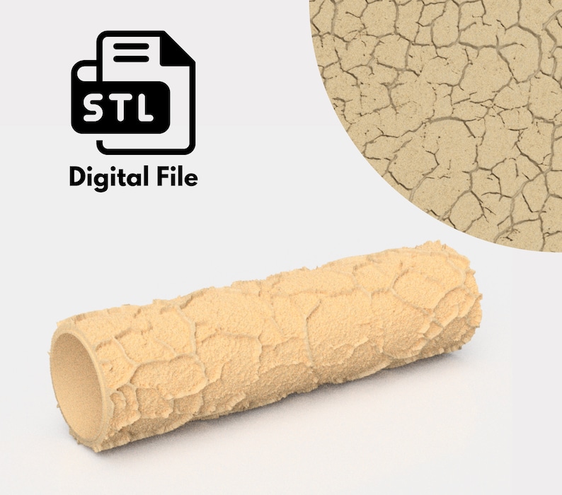 Cracked Wall Texture Roller Digital STL File 3D Printing, Polymer Clay ...