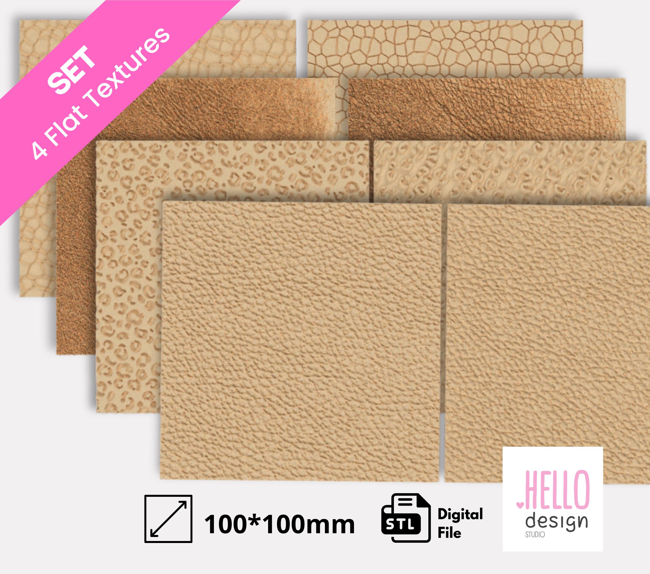 Leather Flat Texture | Set 4 | Digital STL File 3D Printing, Polymer ...
