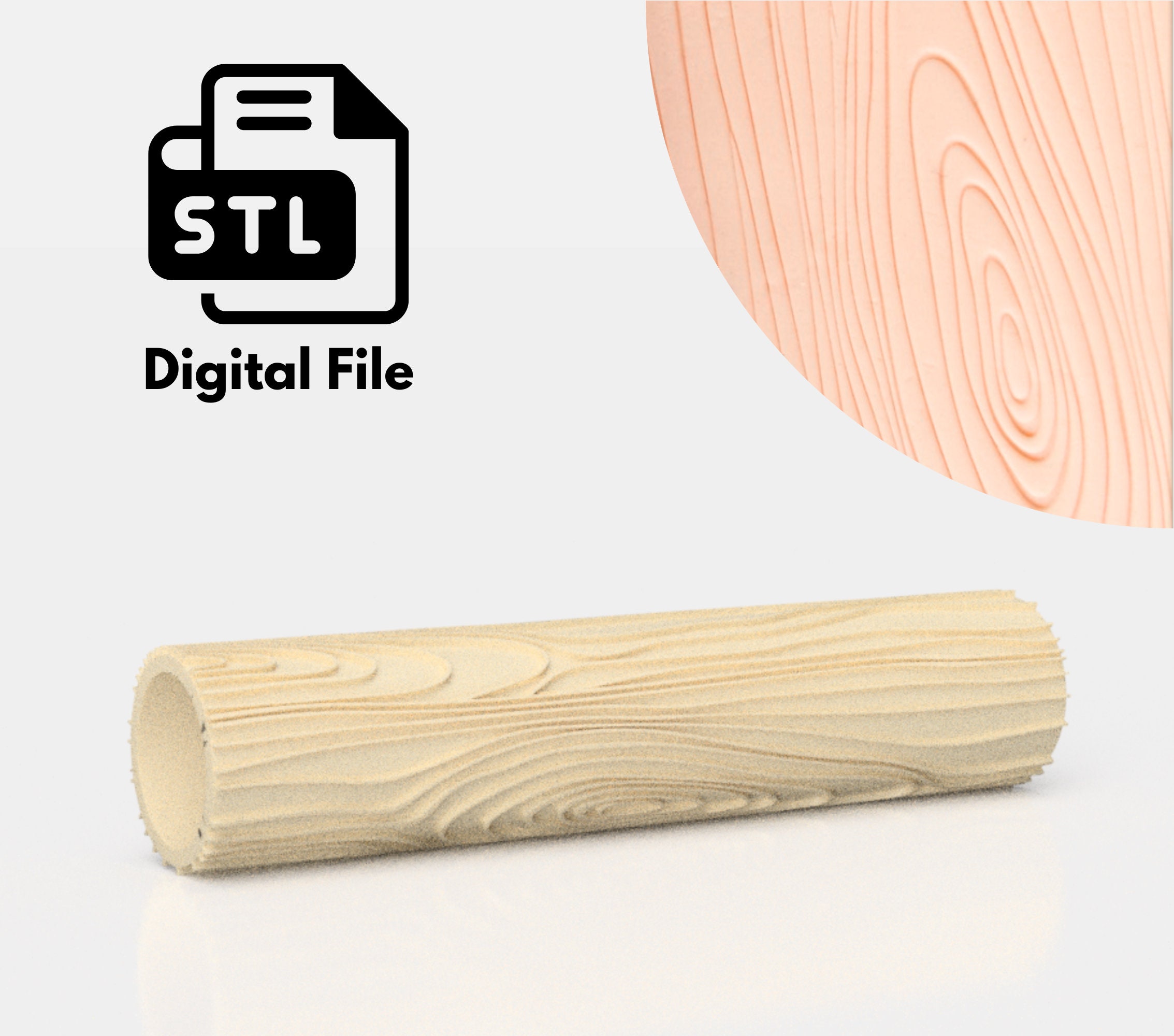 Wood Texture Roller Digital STL File 3D Printing, Polymer Clay - Etsy