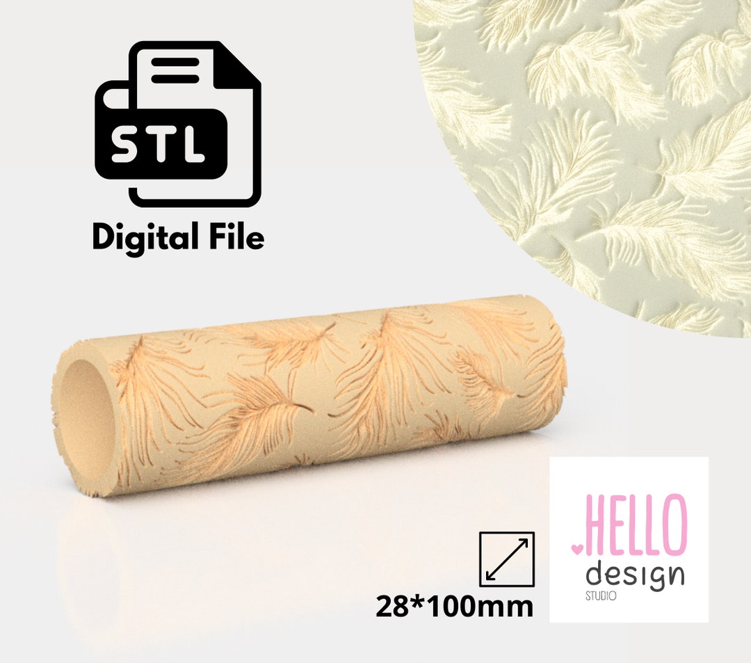 Feathers Texture Roller Digital STL File 3D Printing, Polymer Clay - Etsy