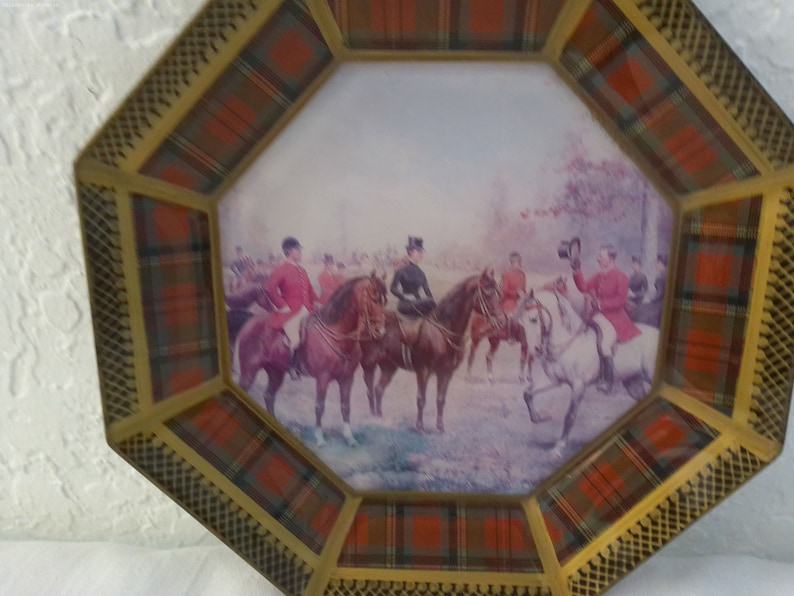 Vintage Durwin Rice Glass Decoupage Equestrian Display Plate - Etsy
