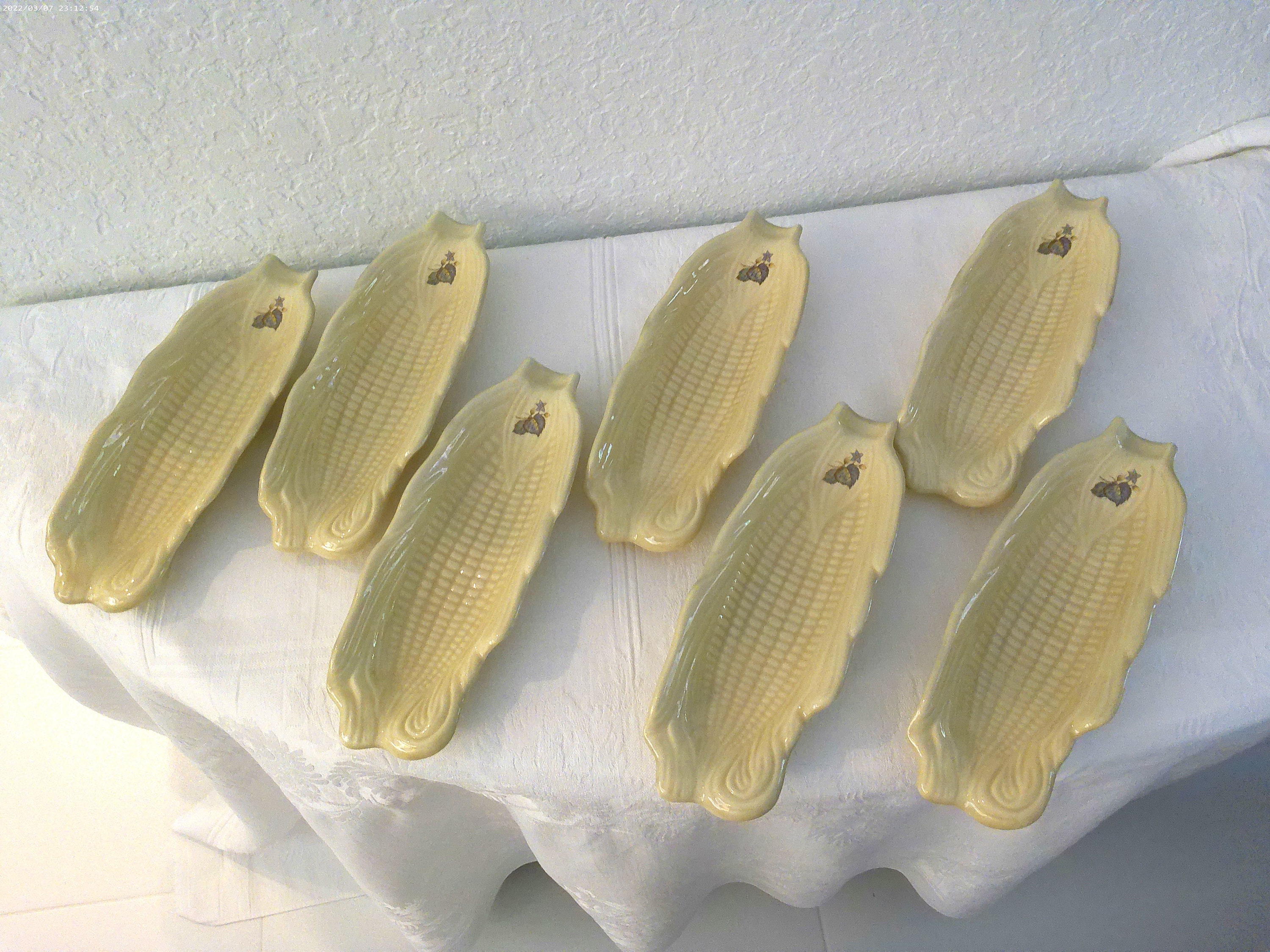 1980s Blue Leaf Ceramic Corn Cob Plates, S/7 - Etsy