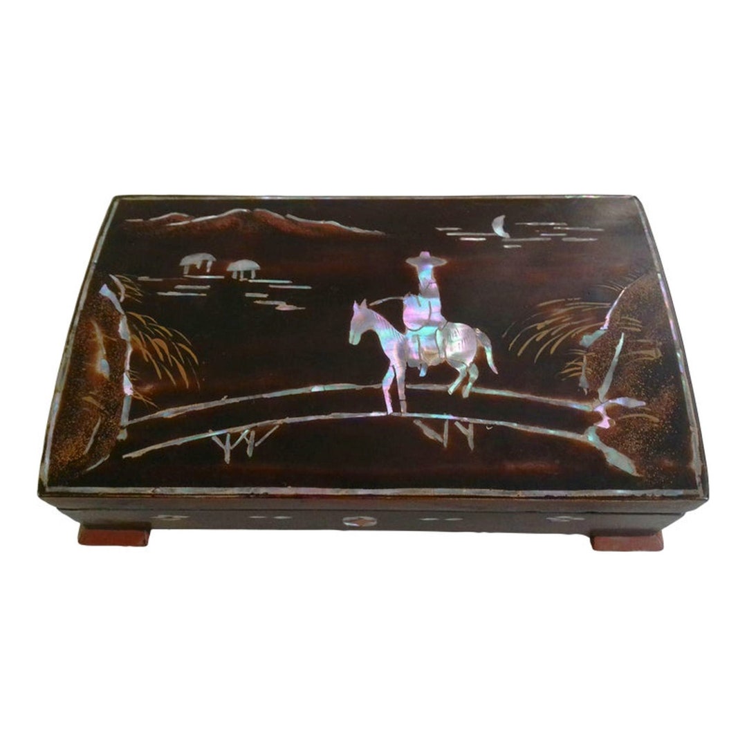 Mid-century Japanese Abalone Shell Inlaid Wood Box - Etsy