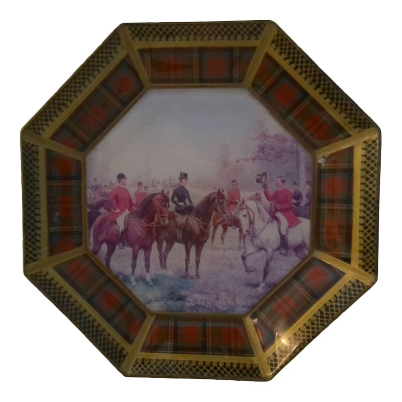 Vintage Durwin Rice Glass Decoupage Equestrian Display Plate - Etsy