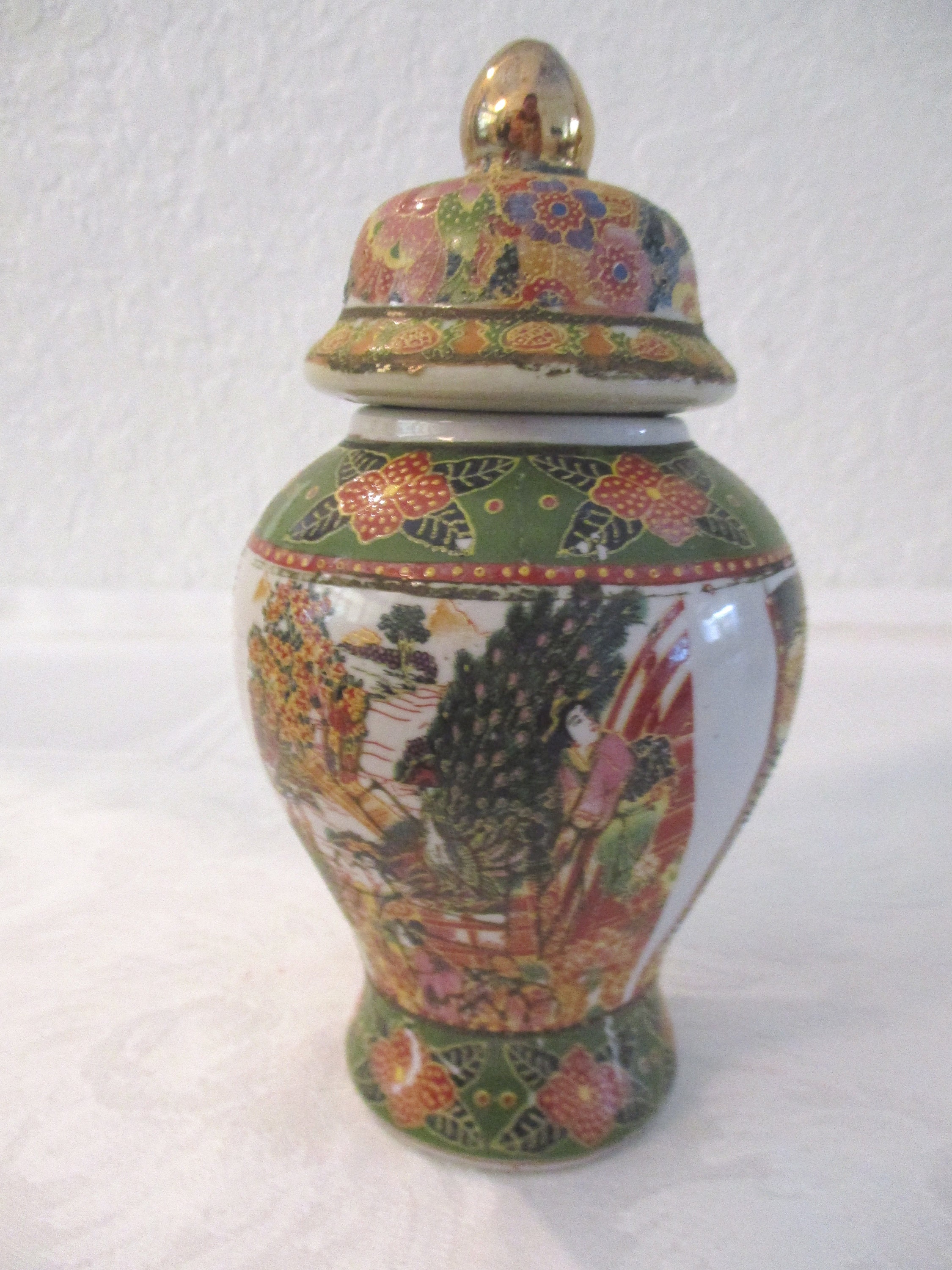 Mid-century Chinese Geisha Vase and Petite Ginger Jar Pair - Etsy