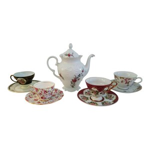 Vintage Victorian Rose Garden Tea Set, 9 Pcs - Etsy