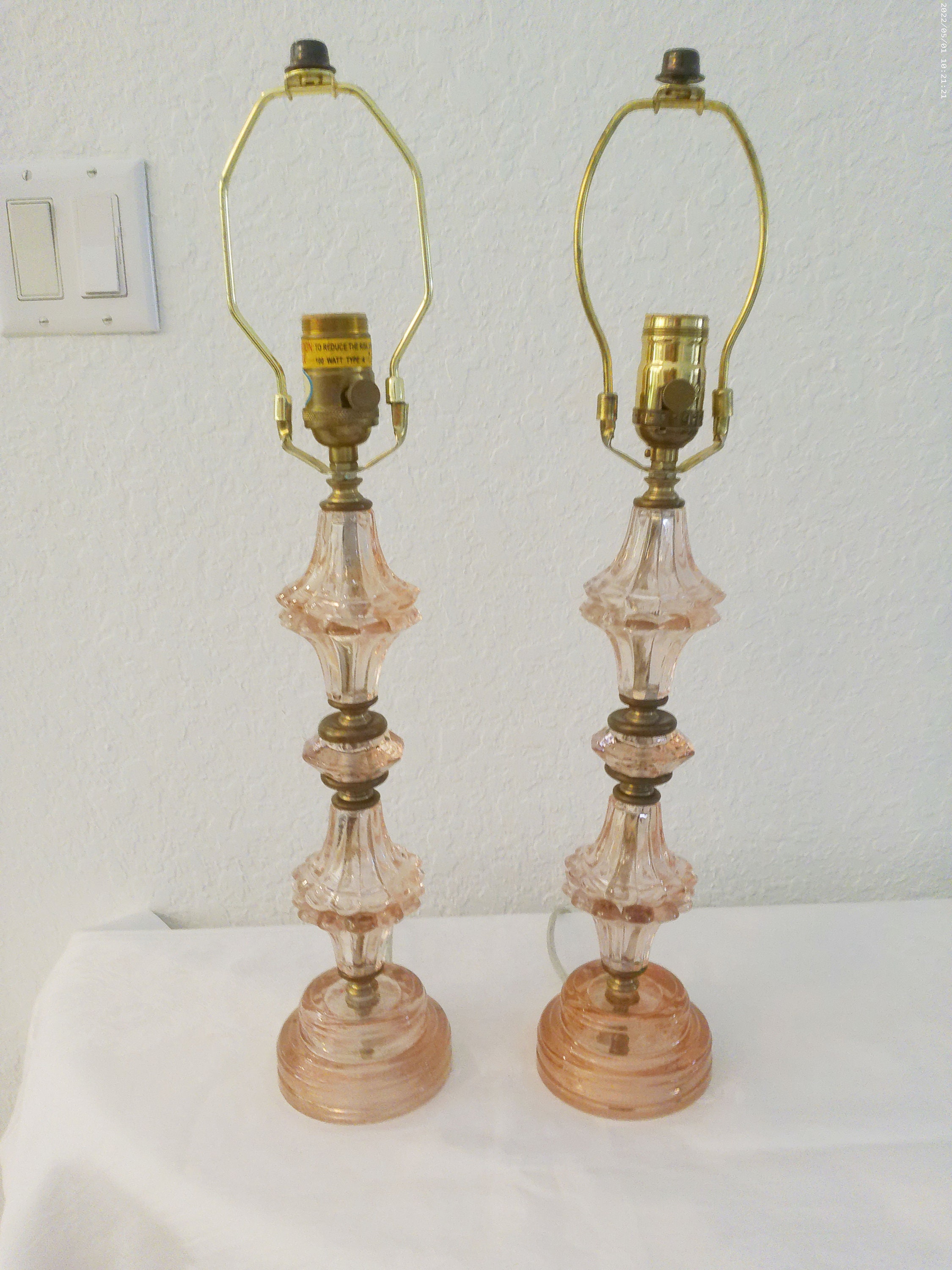 1930s Pale Pink Depression Glass Lamps, a Pair - Etsy