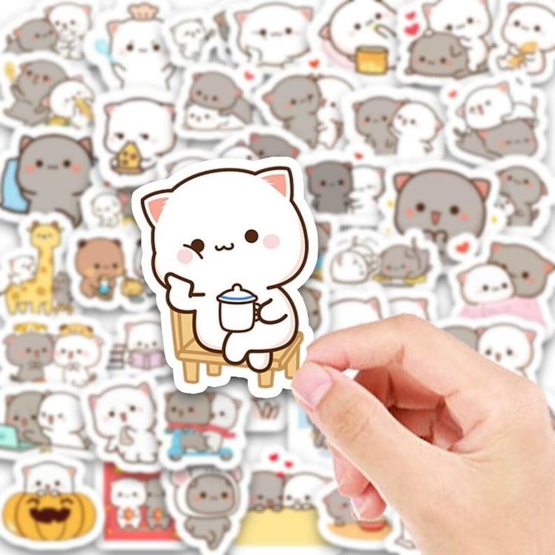 788 PNG Stickers, Sticker Png Bundle, Peach Cat Stickers, Mochi Cat ...