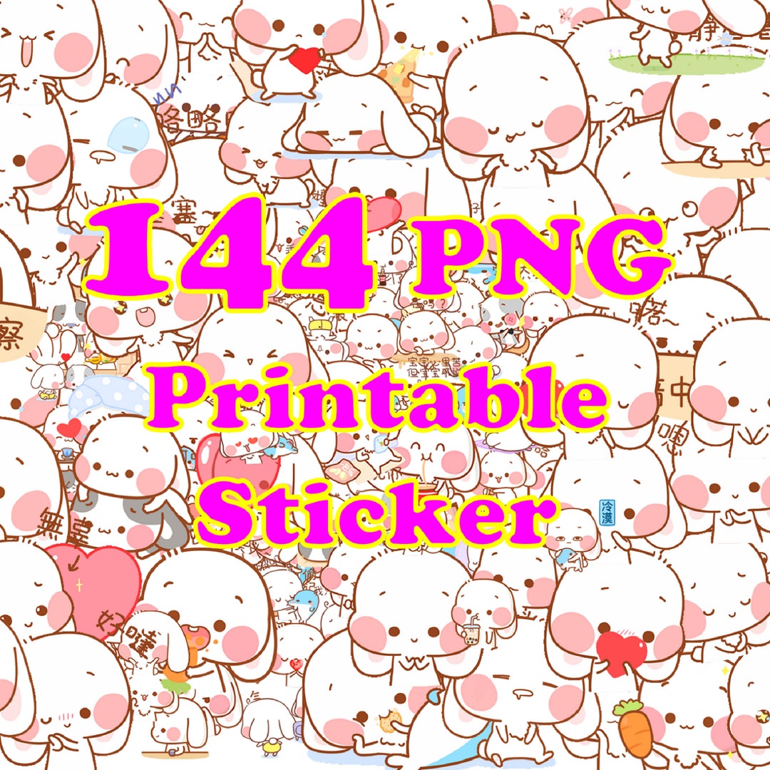 144 PNG Stickers, Sticker Png Bundle, Milky Bunny Stickers, Cute Rabbit ...