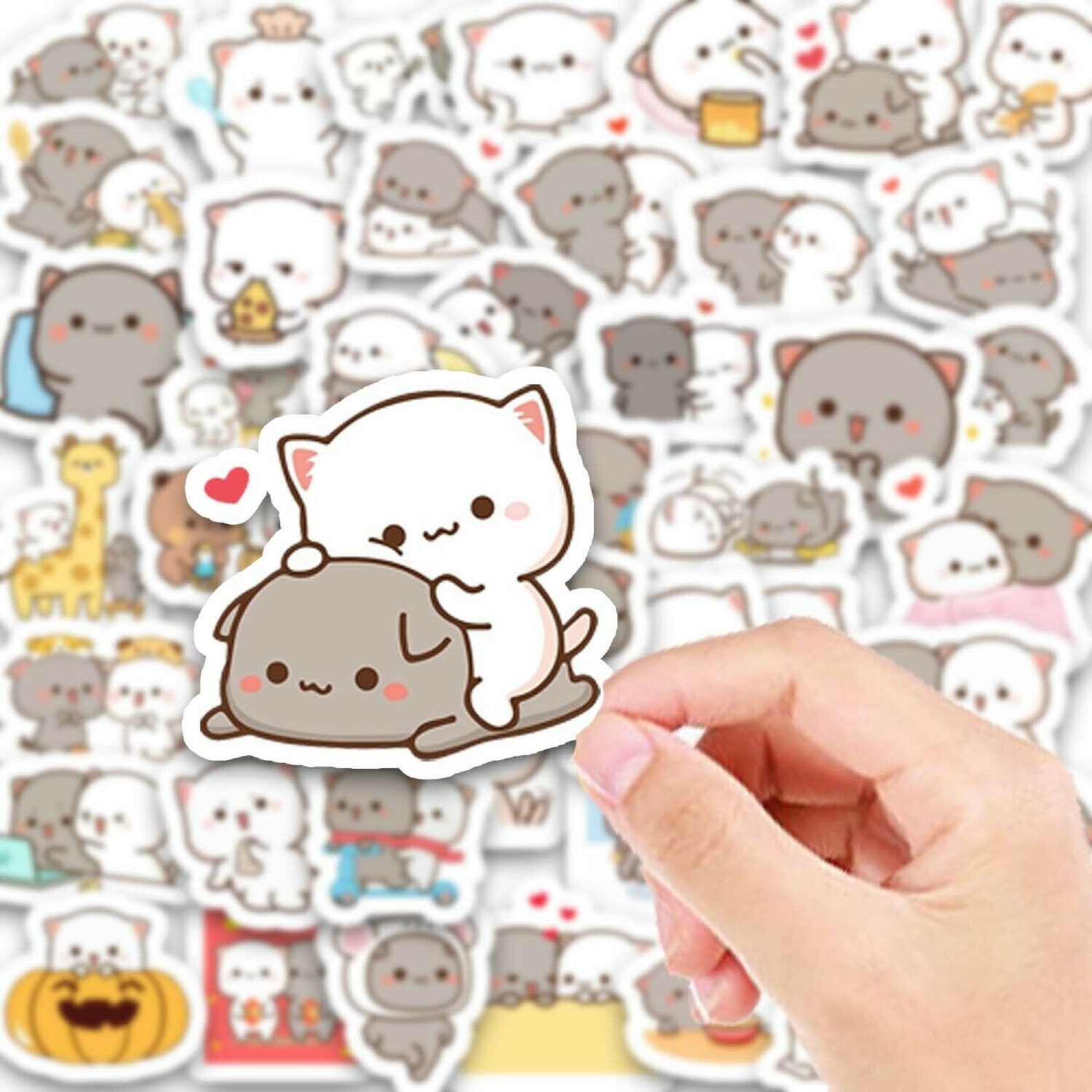 788 PNG Stickers, Sticker Png Bundle, Peach Cat Stickers, Mochi Cat ...
