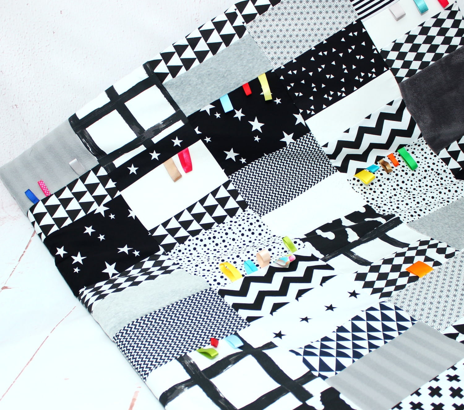 Montessori Play mat Baby Patchwork Quilt Playmat Black and | Etsy