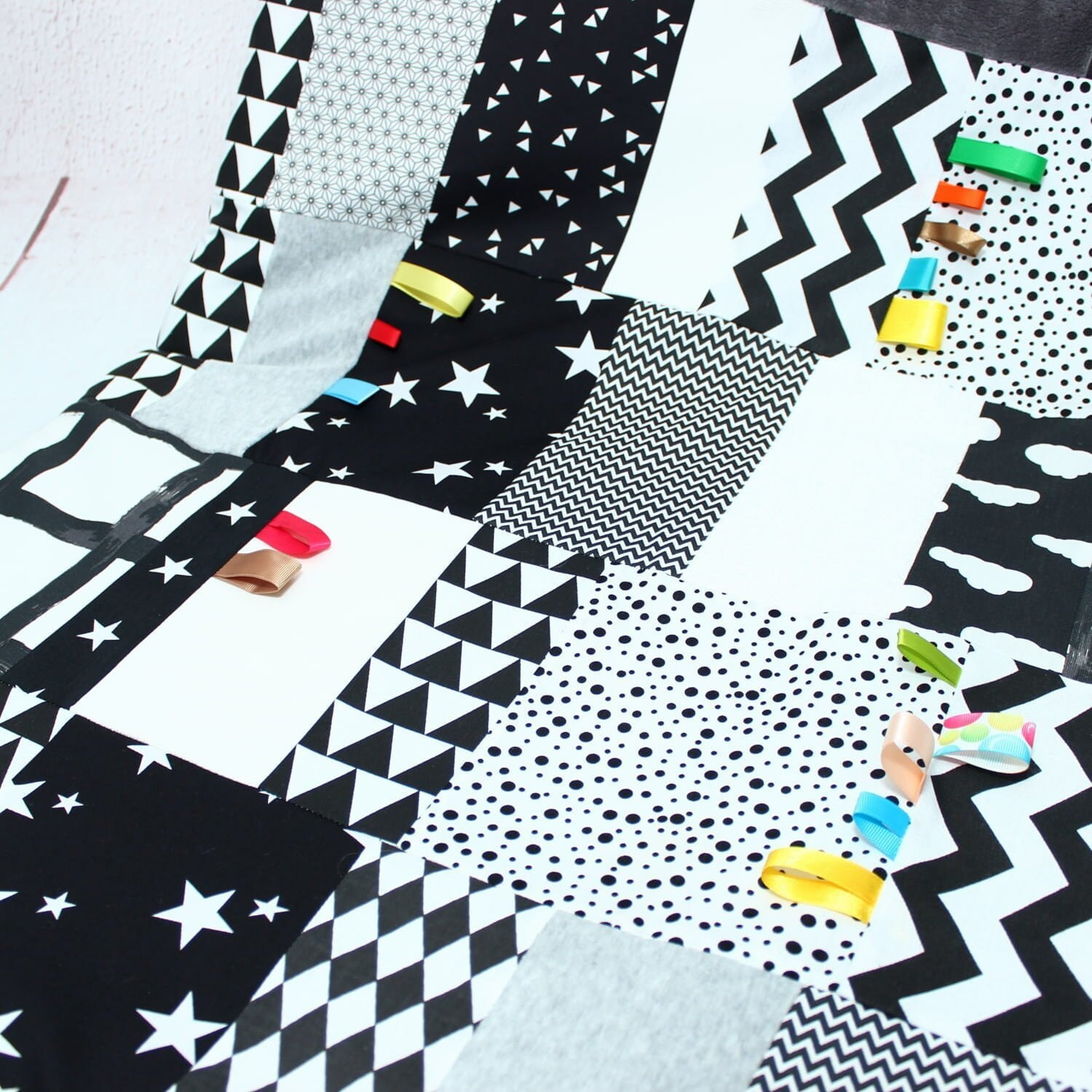 Montessori Play mat Baby Patchwork Quilt Playmat Black and | Etsy