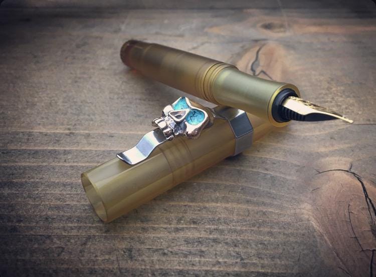 ULTEM fountain pen with custom skull clip