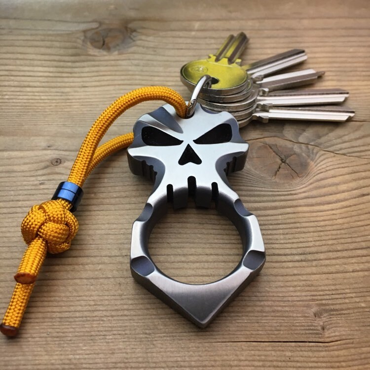 Skeleton Titanium Key Chain / Polished - Ano Blue / Gold