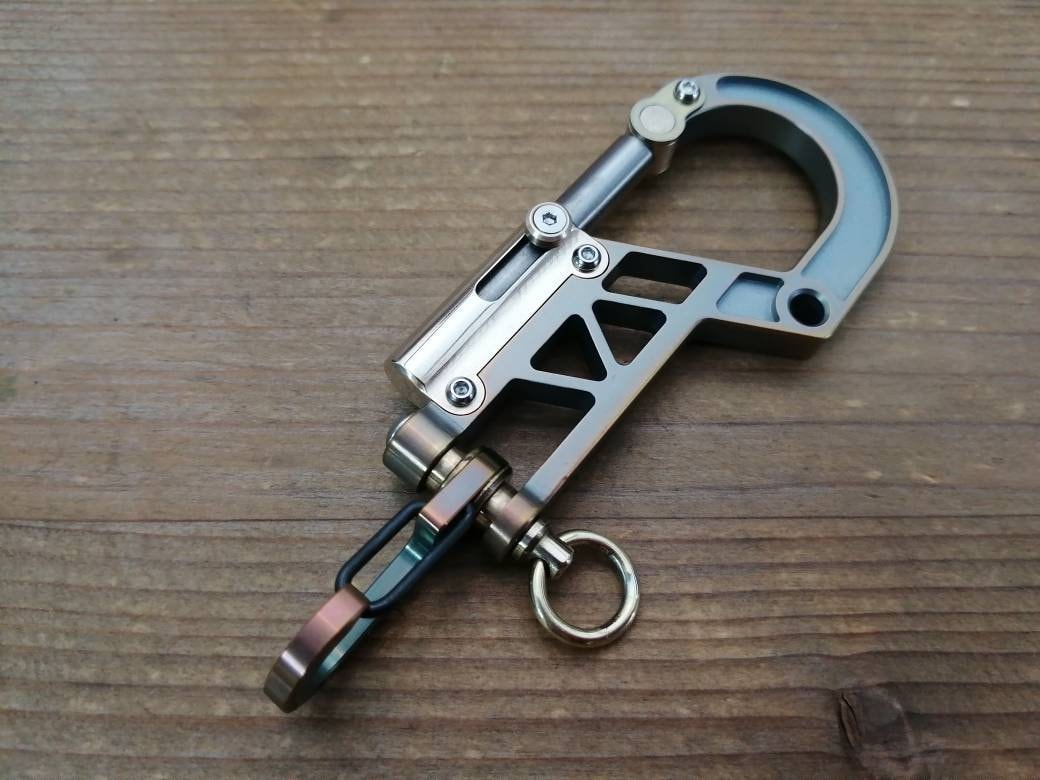 Ti-Bolt Carabiner / Titanium Edc Key Carabiner / Green copper Aged