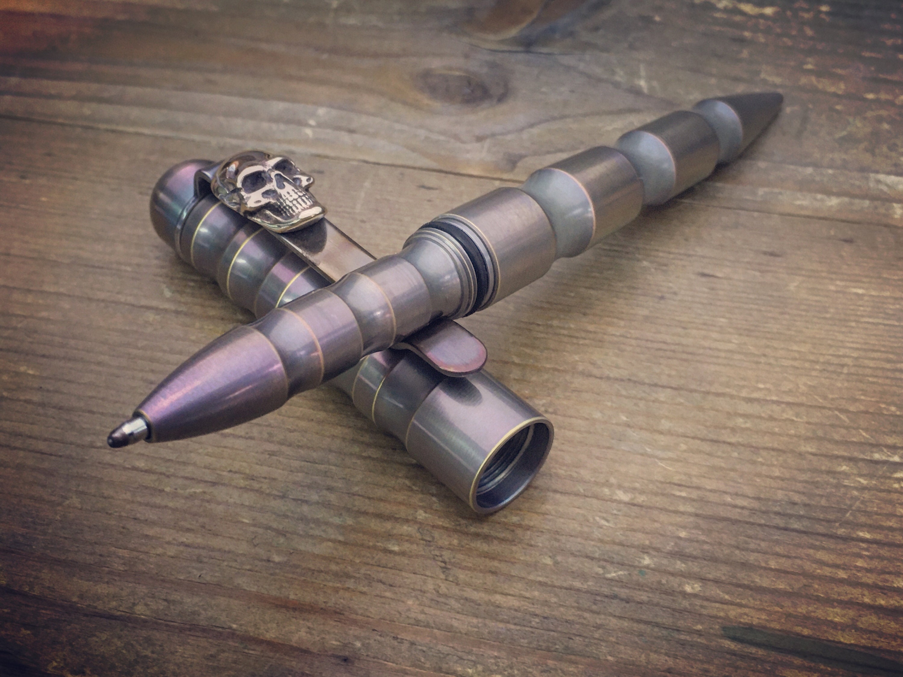 MOD / Skull Titanium Ballpoint Pen Multipurpose/ Aged texture