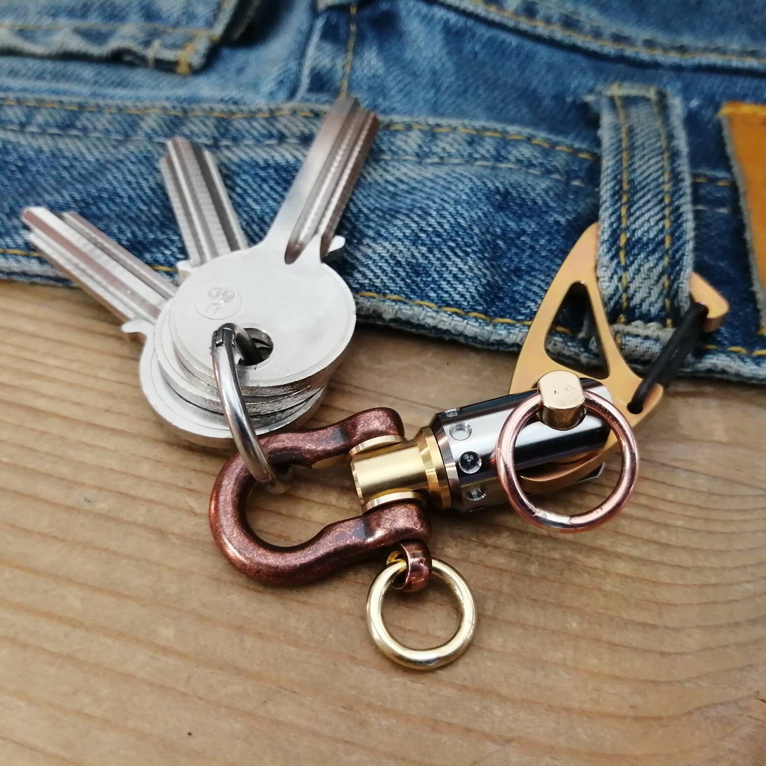 Sailor Key Ring with small Jib Furler / Copper