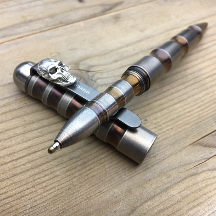 Skull Custom Titanium Ballpoint Pen / Old Oxid